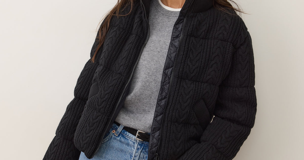 Alba Cable Knit Puffer – Marine Layer