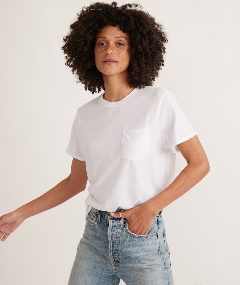 Boyfriend Crew Tee in White – Marine Layer