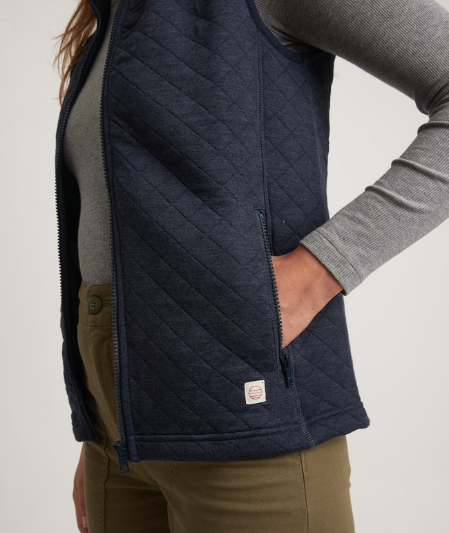 Women's Corbet Full Zip Vest in Navy – Marine Layer