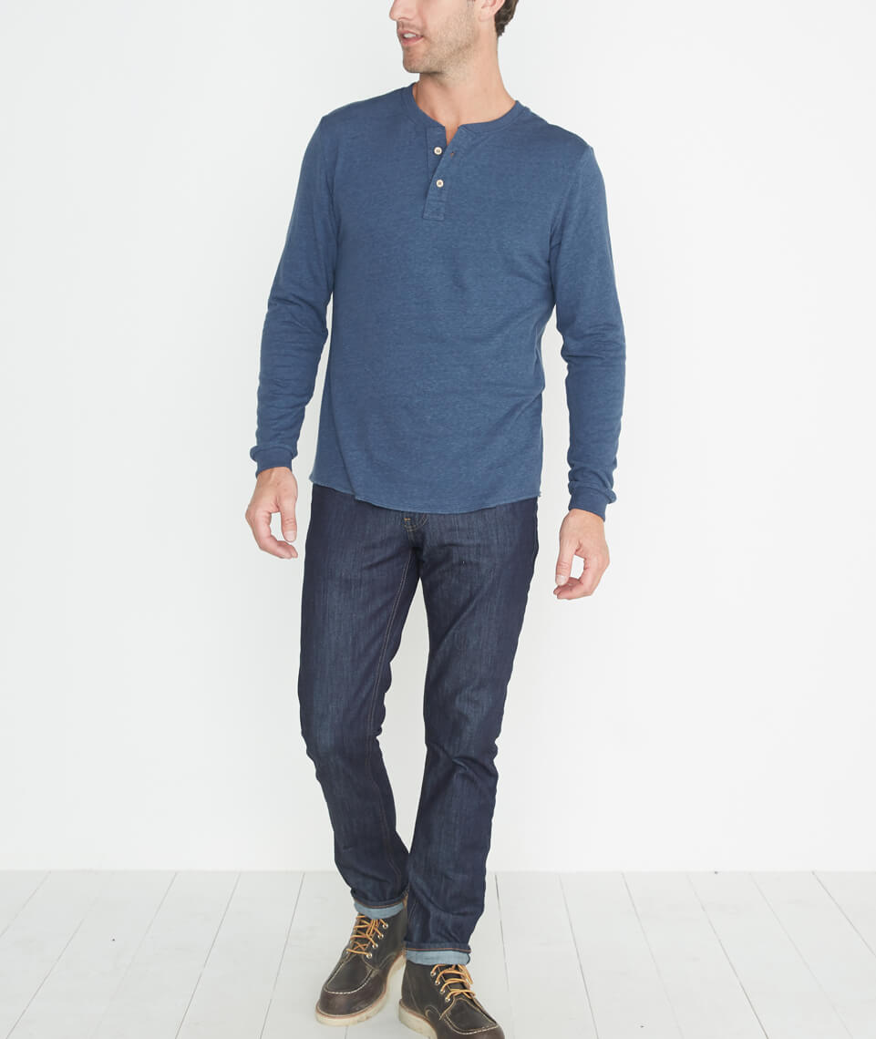 Double Knit Henley in Deep Denim – Marine Layer