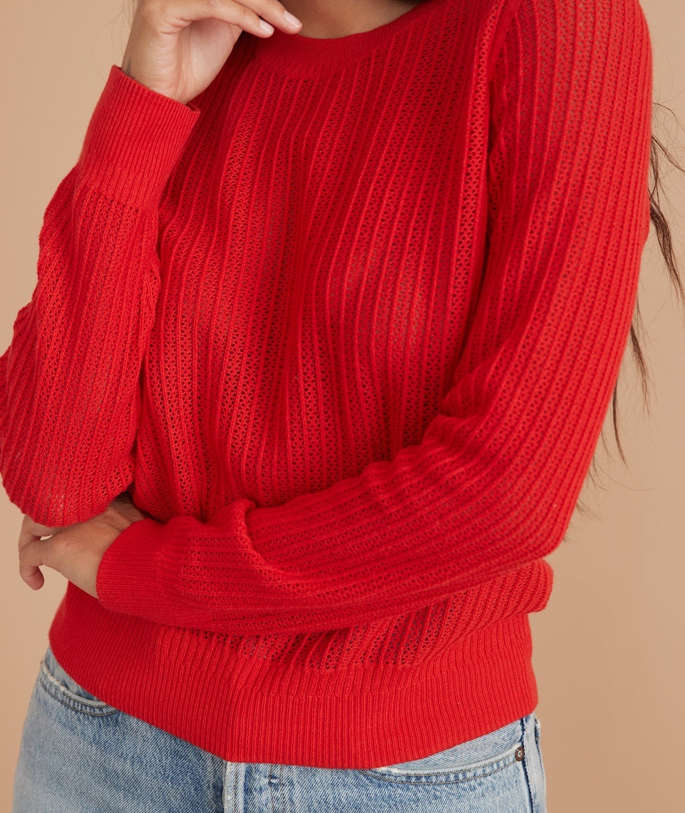 Jess Crewneck Sweater in Fire Red – Marine Layer