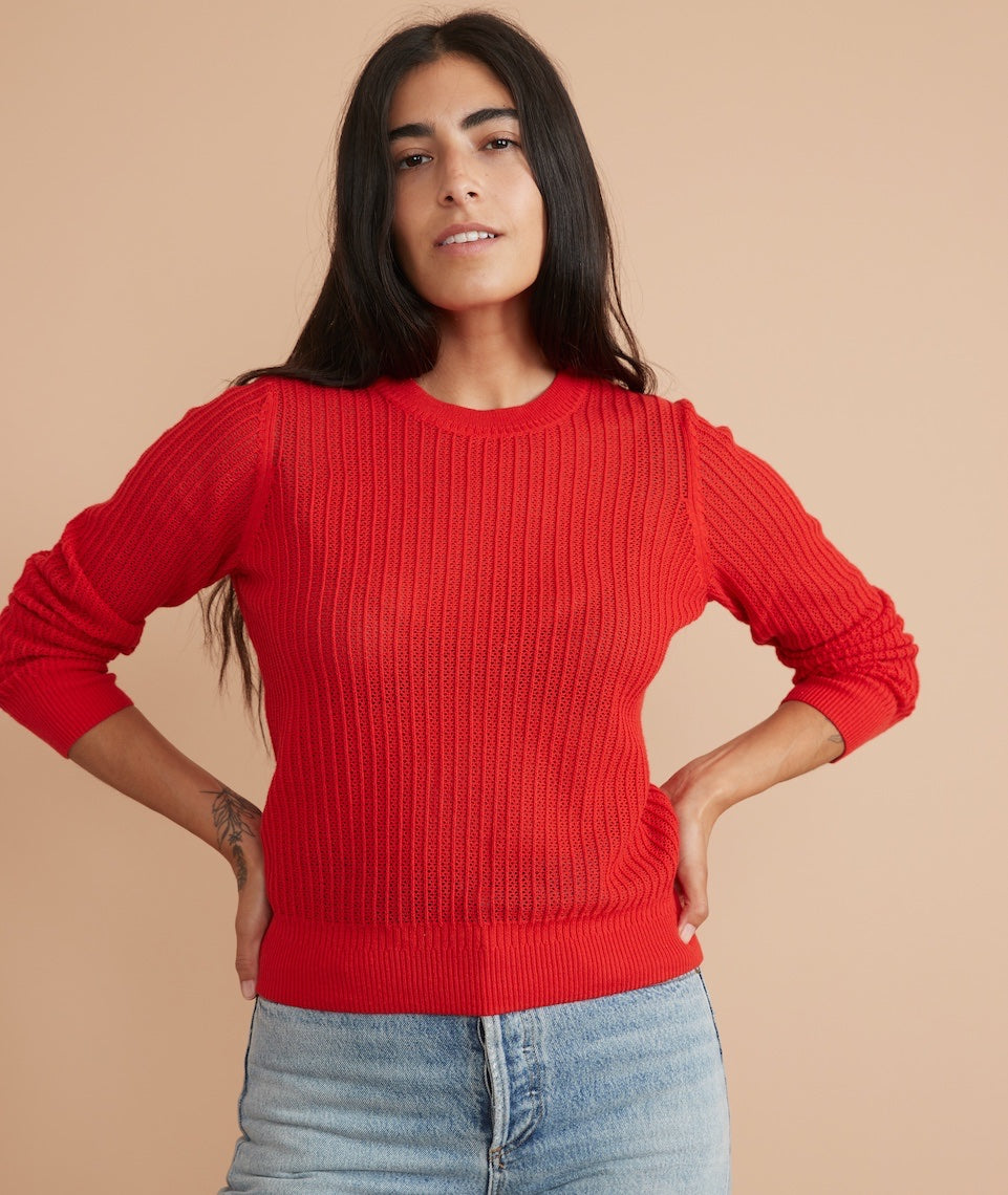 Jess Crewneck Sweater in Fire Red – Marine Layer