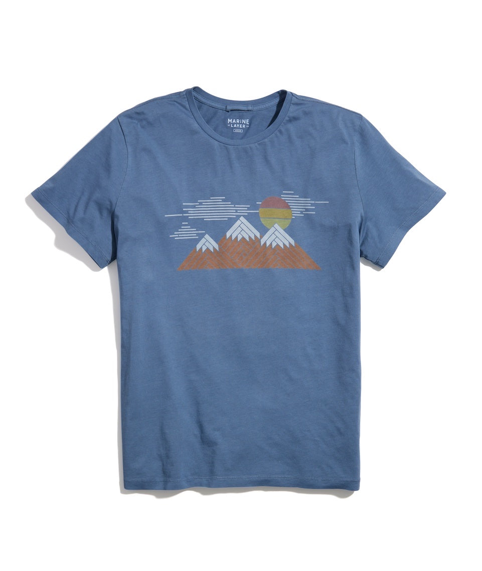 Signature Crew Graphic Tee in China Blue – Marine Layer