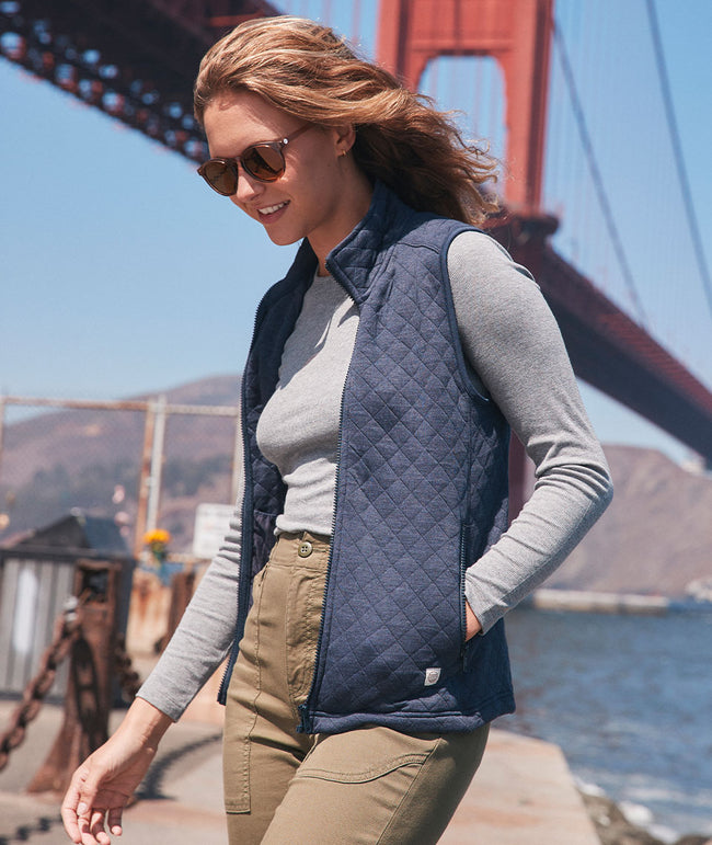 Women's Corbet Full Zip Vest in Navy – Marine Layer